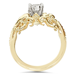 Emery 3/4Ct Vintage Diamond Engagement Wedding Ring Set 14K Yellow Gold - Size 8.5