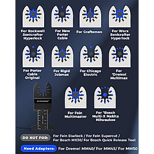 GORWARE Multitool Blades, 60PCS Japanese Tooth Blades for Wood Plastic, Universal Oscillating Tool Blades Fit Milwauke, Worx, Rockwell, Rigid