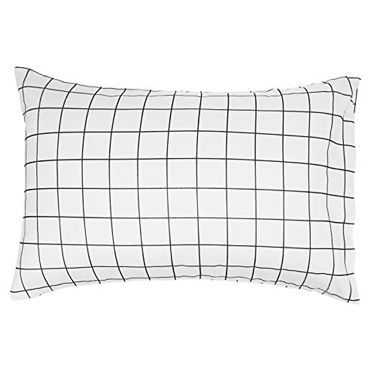 Amazon Basics Reversible Microfiber Bed-in-a-Bag with Elastic Storage Pockets -3 pcs, Full/Queen, Black Grid