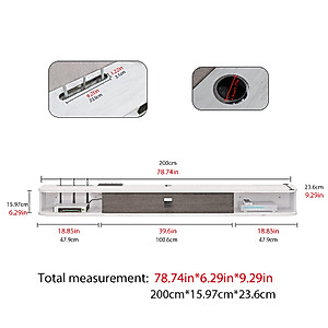 Bixiaomei Floating TV Unit, 79'' Wall Mounted TV Cabinet, Floating Shelves with Door, Modern Entertainment Media Console Center Large Storage TV Bench for Living Room & Office (78.74IN, Grey White)