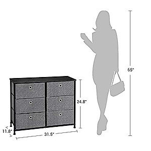 SONGMICS Narrow Dresser with 4 Fabric Drawers Vertical Slim Storage Tower Unit, 31.5", Gray