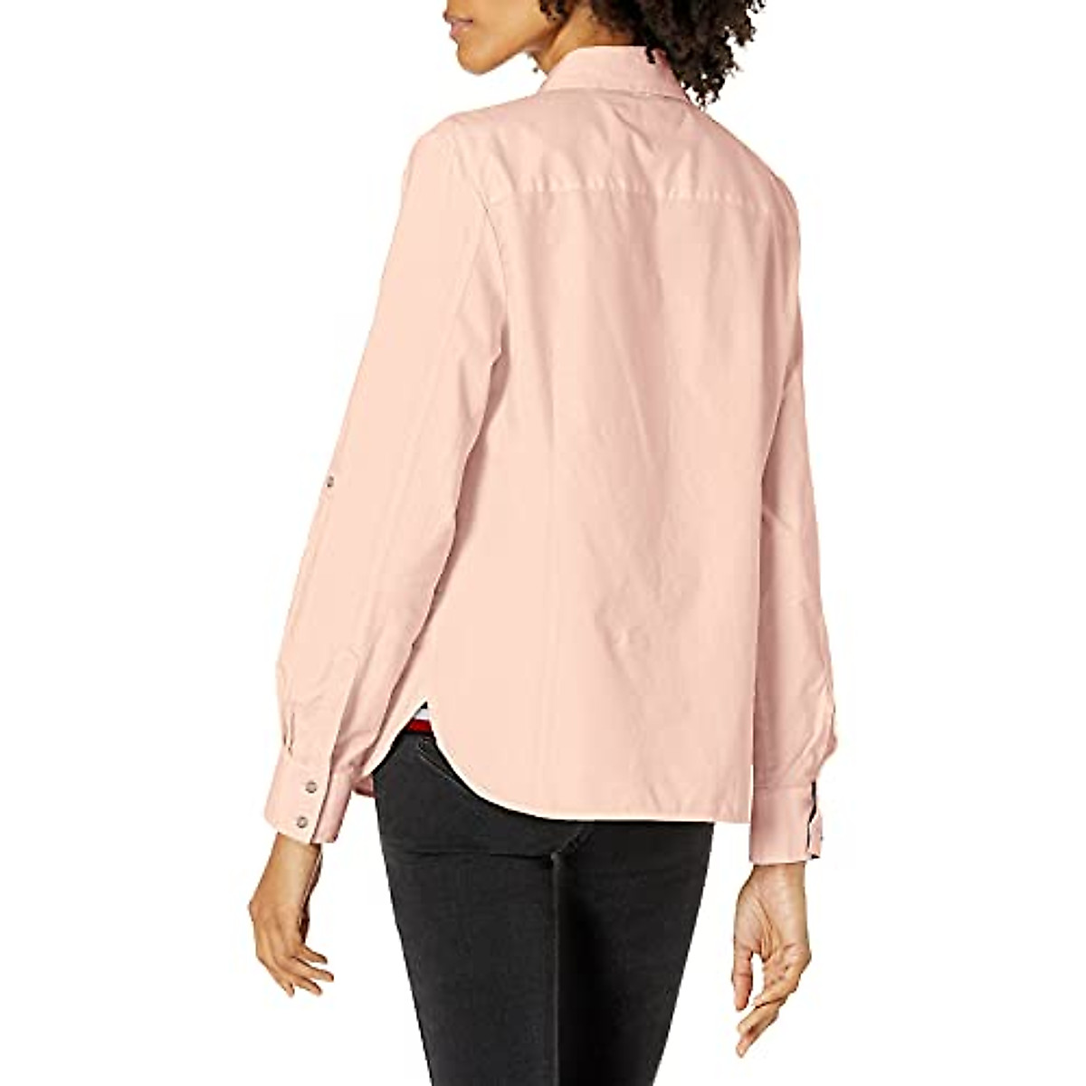 Tommy Hilfiger Button-Down Shirts for Women, Casual Tops, Ballerina Pink 01, Large