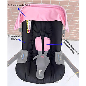 AICTIMO Seat Cushion Changing Kits Clothes, Sun Shade, Stroller Canopy Compatible with Doona Car Seat & Stroller (Pink Black), Pack of 1