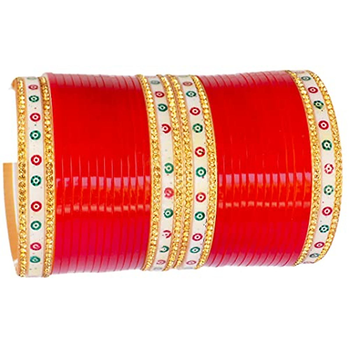 JD'Z COLLECTION Indian Bangles Set Red Color Bollywood Ethnic Bangles Chura Bangles Set Choora Bangles For Women Wedding Party wear (Style-1, 2.6)