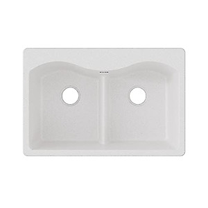 Elkay Quartz Classic ELGLB3322WH0 White Equal Double Bowl Top Mount Sink with Aqua Divide