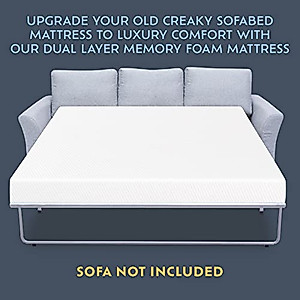 Heyward Premium Memory Foam Sofa Bed Replacement Mattress for Queen Size Sleeper | 4.5” Inch | CertiPUR-US Certified | Washable Material w/Non-Slip Base | 73”L x 58”W x 4.5”H