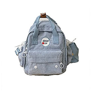Kawaii Mini Backpack for Girls Corduroy Cute Backpack Purse for Women Y2k Shoulder Bag Fairy Aesthetic School Supplies (Blue, One Size)