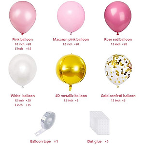 120Pcs Pink and Gold Balloons Garland Kit, Gold Confetti Balloons Pink and White Party Balloons for Birthday Mother's Day Baby Shower Wedding Party Decorations