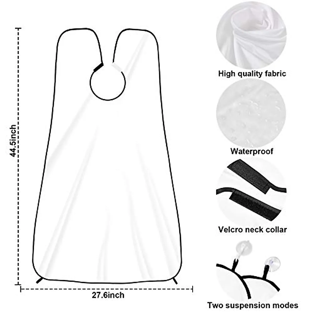 Beard Trimming Catcher Bib, Beard Hair Catcher for Men Shaving, Non-Stick Beard Apron Cape Grooming Cloth, Waterproof, with 4 Suction Cups, Christmas Gifts for Men - White