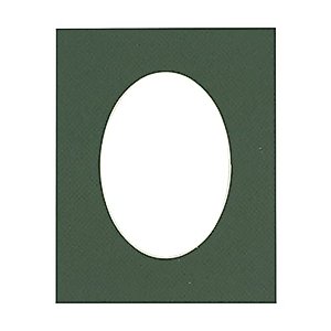 11.7x16.5 Mat Bevel Cut for 8.5x11 Photos - Precut Hunter Green Oval Shaped Photo Mat Board Opening - Acid Free Matte to Protect Your Pictures - Bevel Cut for Family Photos, Pack of 1 Matboard Show