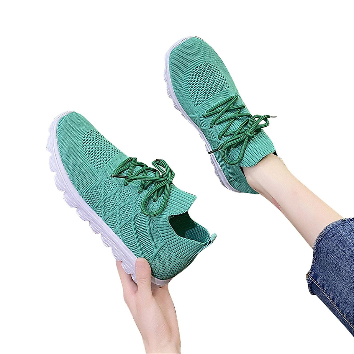 MLAGJSS Slip ons Memory Foam Flats Women's Sneakers Walking Sneakers Womens Sneakers Size 11 Walking Sneakers (0712A324 Mint Green,Size 8)