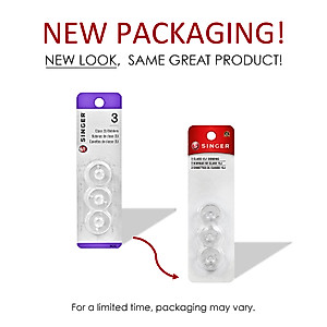 SINGER 06542 Class 15J Bobbins, Transparent, 3-Count,