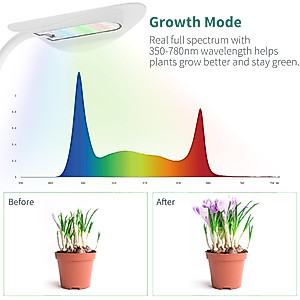 Diivoo Smart Grow Light for Indoor Plants, Full Spectrum Grow Lamp with Stepless Dimming, Bluetooth LED Plant Lights for Home, 360 Spin Gooseneck and Height Adjustable, Automatic Timer