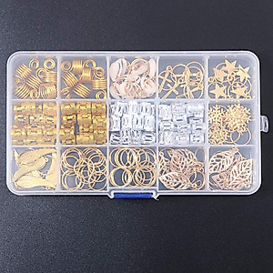 YMHPRIDE 140 Pieces Dreadlock Jewelry Aluminum Dreadlocks Beads Metal Hair Cuffs Hair Rings Shell Charms Hair Coils Braiding Hair Pendants Decoration Clips