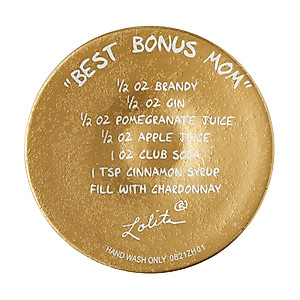 Enesco Designs by Lolita Best Bonus Mom Hand-Painted Artisan Wine Glass, 15 Ounce, Multicolor