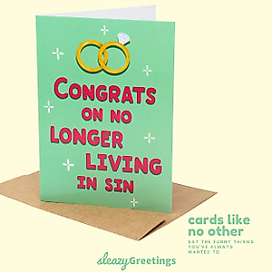 Sleazy Greetings Funny Wedding Card | Funny Congratulations Card | Rude Wedding Cards For Bride And Groom | Bridal Shower Cards | No Longer Living In Sin Card