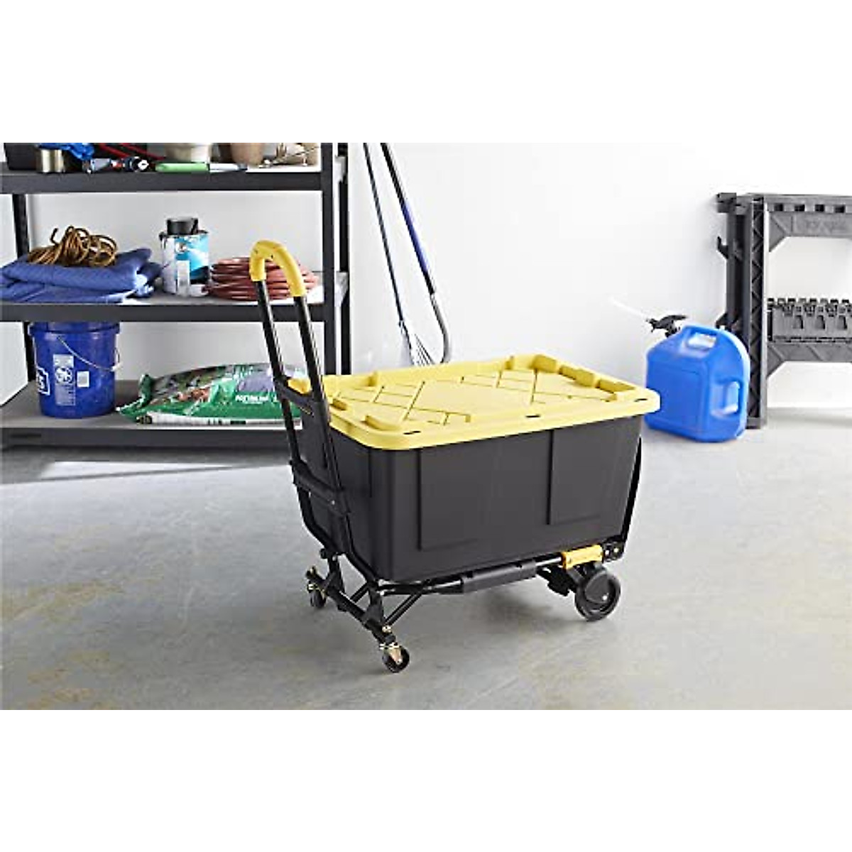 COSCO 12225YGB1E 2-in-1 Folding Hand Truck, 300 lb. Capacity, Multi-Position with Extendable Handle, Black/Yellow