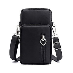 Women Crossbody Cell Phone Purse Wallet Case Wristband Armband Bag for Samsung Galaxy S23 Ultra S22 Ultra S21 Ultra Note 20 A14 A13 A03S A53 5G, iPhone 14 Pro Max, Moto G Stylus 2022 OnePlus (Black-L)