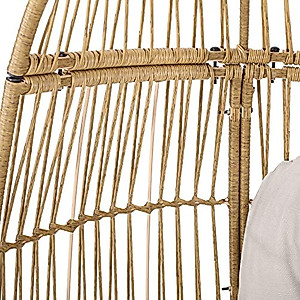 Christopher Knight Home Ellen Outdoor Wicker Swivel Egg Chair with Cushion, Light Brown, Beige