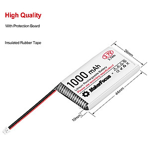 MakerFocus 4pcs 3.7V Lithium Rechargeable Battery JST1.25 Connector 2pin, 952540 3.7V 1000mAh Battery with Protection Board and Insulated Rubber Tape Compatible with ESP32 Development Board