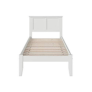 Atlantic Furniture AR8611002 Madison Platform Bed with Open Foot Board, Twin XL, White