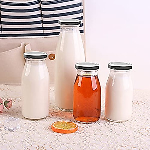 12 oz Glass Bottles, Clear Glass Milk Bottles with Silver Metal Airtight Lids, Vintage Breakfast Shake Clear Container, Vintage Drinking Bottles with Whiteboard Labels and Pen for Party,Kids,Set of 20