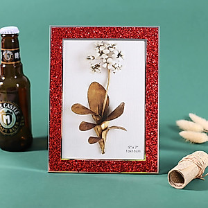 5x7 Picture Frame High-grade Metal Tabletop Photo Frames Smooth Finish Display Pictures Ideal Gift to Family and Friends（Red Glitter）