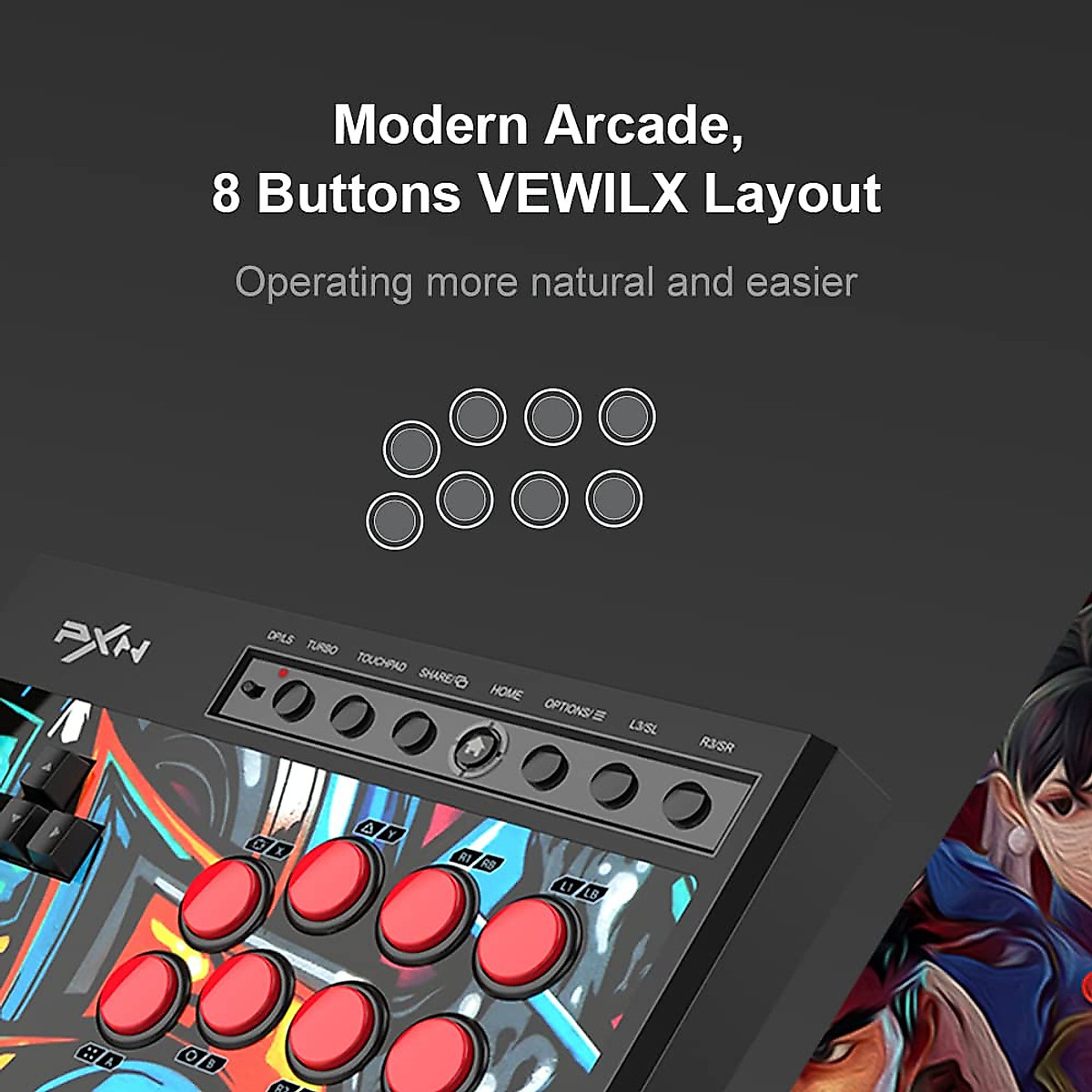 PXN Arcade Stick, X8 Fight Stick Game Controller Joystick Green Axis Mechanical Buttons USB Wired Connection for PC/PS4/PS3/Xbox Series X|S, Xbox One