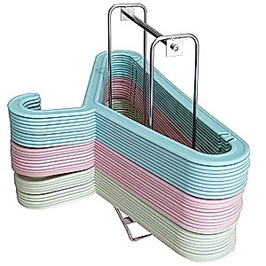 Hanger Stacker Caddy Holder Storage Stainless Steel Clothes Hanger Organizer Rack for Closet Tidier Laundry Room (Silver-1 Pack)