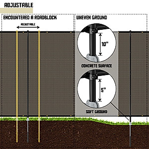 TANG 6'x24' Outdoor Privacy Fence with Iron Poles Ground Spikes Outdoor Divider Dog Fence for Garden Backyard Patio Yard Barrier Boarder, Brown