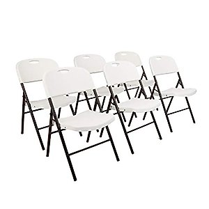 Amazon Basics Folding Plastic Chair with 350-Pound Capacity - 6-Pack, White