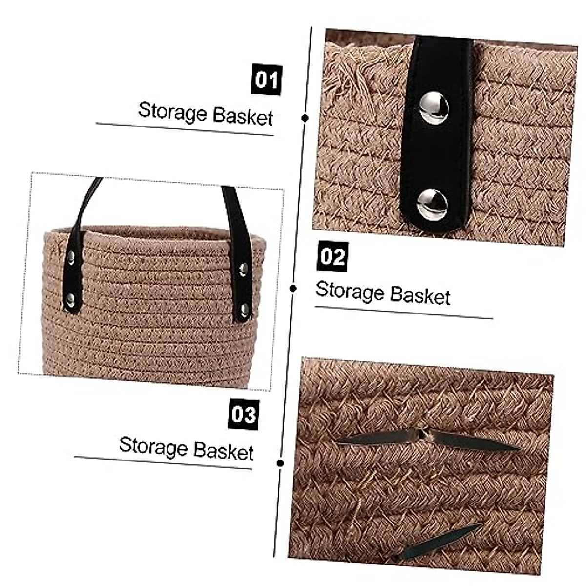 Cabilock 2 pcs Cotton Rope Woven Basket laundry woven bucket bathroom wall organizer round basket Rope planter basket empty gift basket toy basket with handles fabric bin hanging toy box