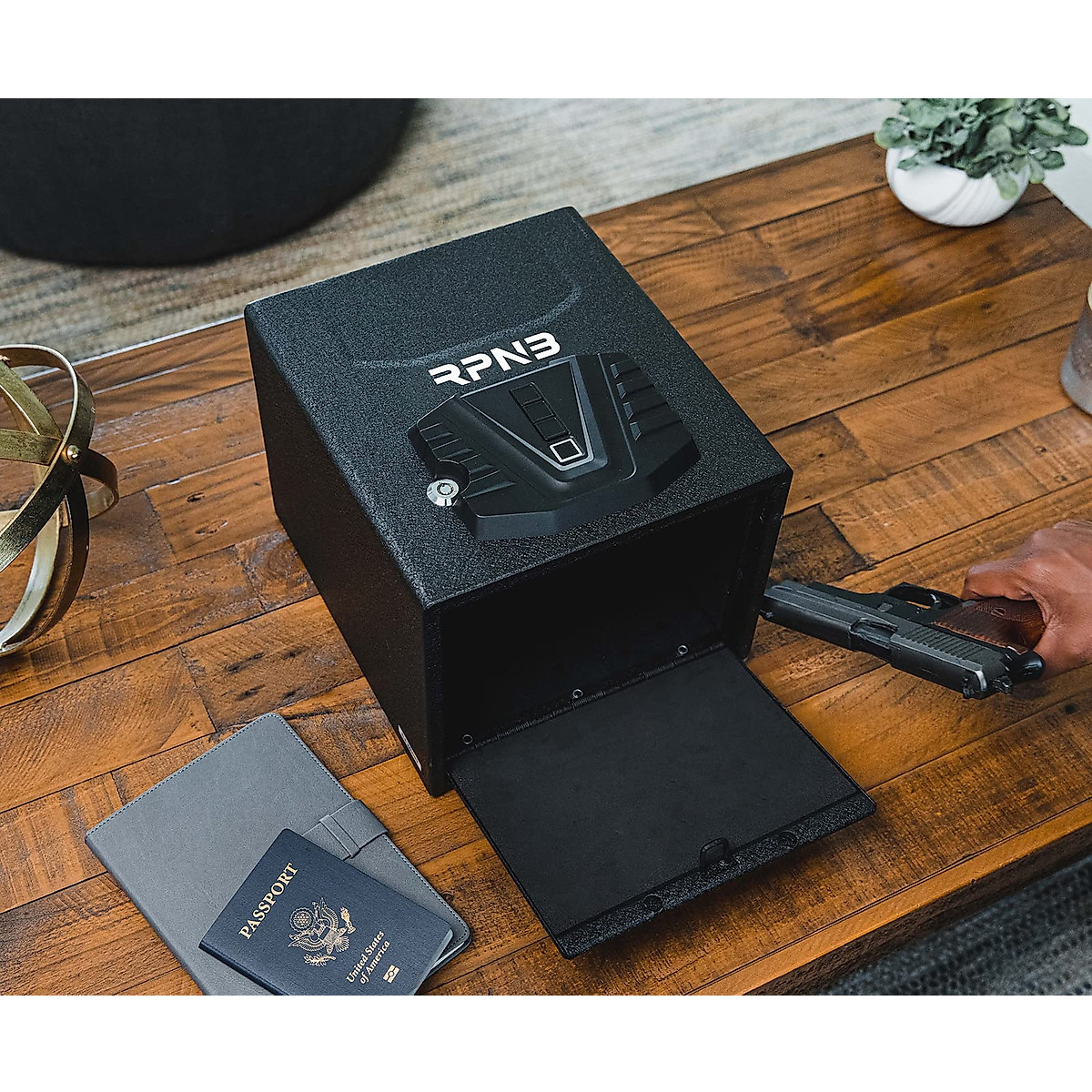 RPNB Gun Security Safe, Quick-Access Firearm Safety Device with Biometric Fingerprint & Digital Key Pad