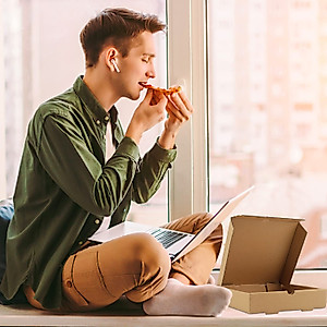 15 Pcs Pizza Boxes, 7.3 x 7.3 x 1.6" Kraft Corrugated Pizza Boxes Cardboard Boxes Take Out Containers Gift Packing Boxes Takeaway Mailing Shipping Storage Boxes for Pizza, Cake, Cookies, Food (Red)