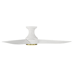 Corona Smart Indoor and Outdoor 3-Blade Flush Mount Ceiling Fan 52in Satin Brass White 3000K LED Light Kit and Remote Control works with Alexa, Google Assistant, Samsung Things, and iOS or Android App