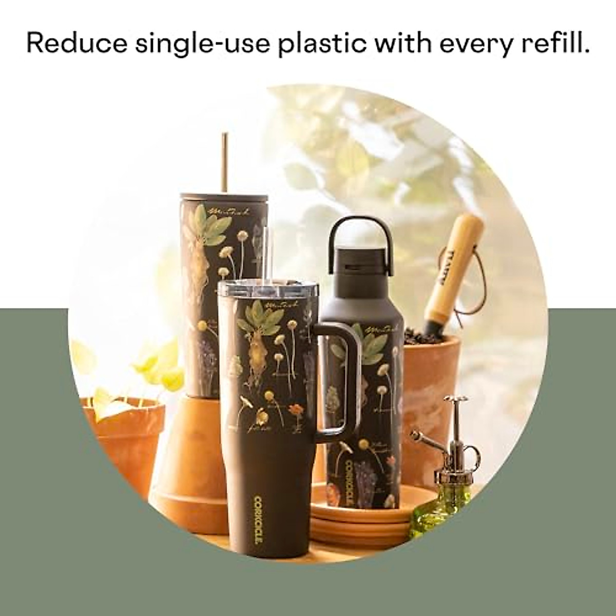 Corkcicle x Warner Brothers Harry Potter Herbology Cruiser - Insulated Tumbler with Handle & Straw, 40 oz – Reusable Water Bottle - Cold for 20 Hours, Hot for 9 Hours – Cupholder Friendly, Spill Proof