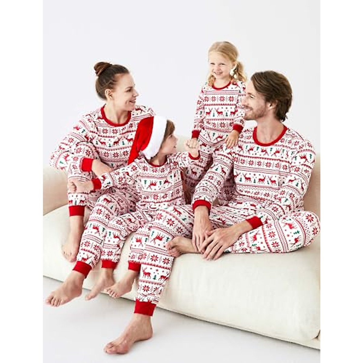 PATPAT Family Christmas Pajamas Matching Sets Reindeer and Snowflake Patterned Sleepwear Xmas Holiday PJS Set Women X Large