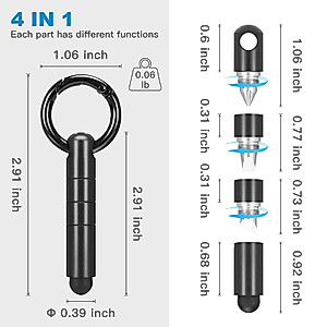KHHYYLFJ Box Cutter Pocket Mini Keychain EDC Multi Tool, Titanium Cardboard Safety Package Utility Key Box Cutter Opener with Phillips Flathead and Touch Head, 4 In 1, Black