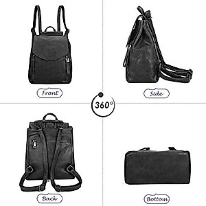 Backpack Purse For Women, JOSEKO PU Leather Anti-Theft Shoulder Bags Fashion Casual Travel Bags (9.4"x5.1"x11.4"(LxWxH),Black )