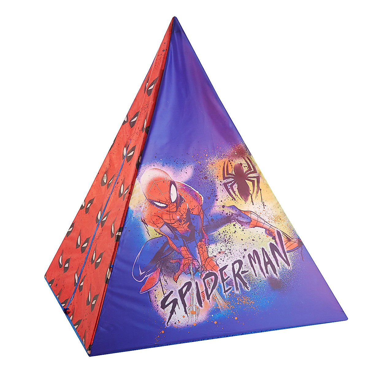 Idea Nuova Spiderman 4 Piece Tee Pee Slumber Set with Pillow and String Lights