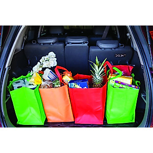 Reusable Reinforced Handle Grocery Tote Bag Large (10 Pack)Purple