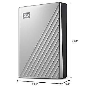WD 2TB My Passport Ultra, Silver, Portable External Hard Drive, backup software with defense against ransomware, and password protection, USB-C and USB 3.1 - WDBC3C0020BSL-WESN