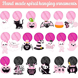 Halloween Party Hanging Swirls Halloween Ghost Boo Party Hanging Decoration Pink Pumpkin Bat Witch Themed Swirl Ceiling Streamers for Girls Halloween Party Trick or Treat Party Supplies