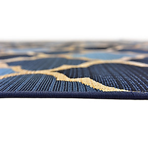 Unique Loom Outdoor Trellis Collection Area Rug - Eden Trellis (8' x 11' 4" Rectangle, Blue/ Beige)