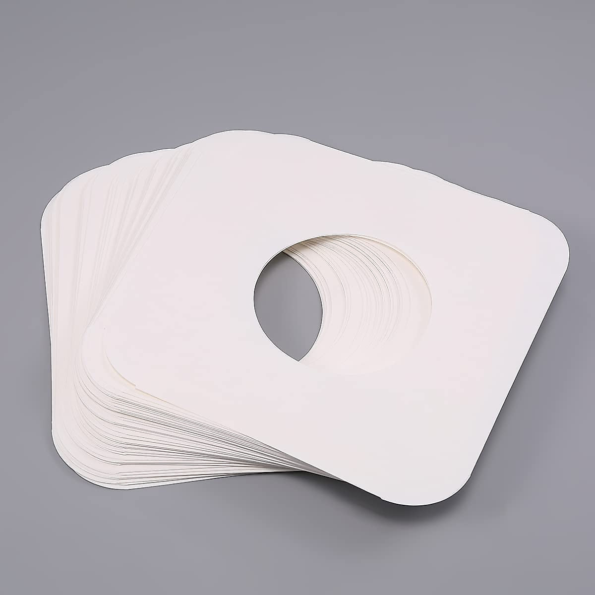 Record Vinyl Inner Sleeves in Acid Free Blank Paper, 7" LP Record Jackets Album Cover with Round Corner - Set of 50