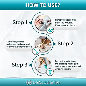 LeAcademic Dog Wound Drops | Drops for Dog Wound Care | Dog Wound Heal | Dog Wound Wash | Dog Wound Cleaner + Chlorhexidine | Wound Wash for Dogs | Colloidal Silver for Dogs | 2 Oz