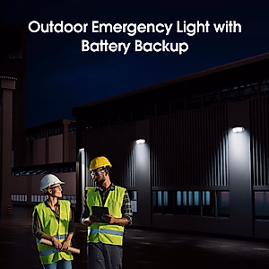 Outdoor Emergency Light with Battery Backup, Exterior Emergency Exit Lights Hardwired, Wet Location LED Egress Lights, Waterproof Commercial Emergency Lighting Fixture, 120-347V, UL Listed(2 Pack)