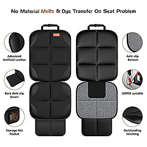 SMART ELF Car Seat Protector + Backseat Car Organizer Kick Mat, Large & Waterproof 600D Fabric Child Auto CarSeat Protectors Saver for Baby Sit with Storage Pockets for Leather and Fabric Car Seat