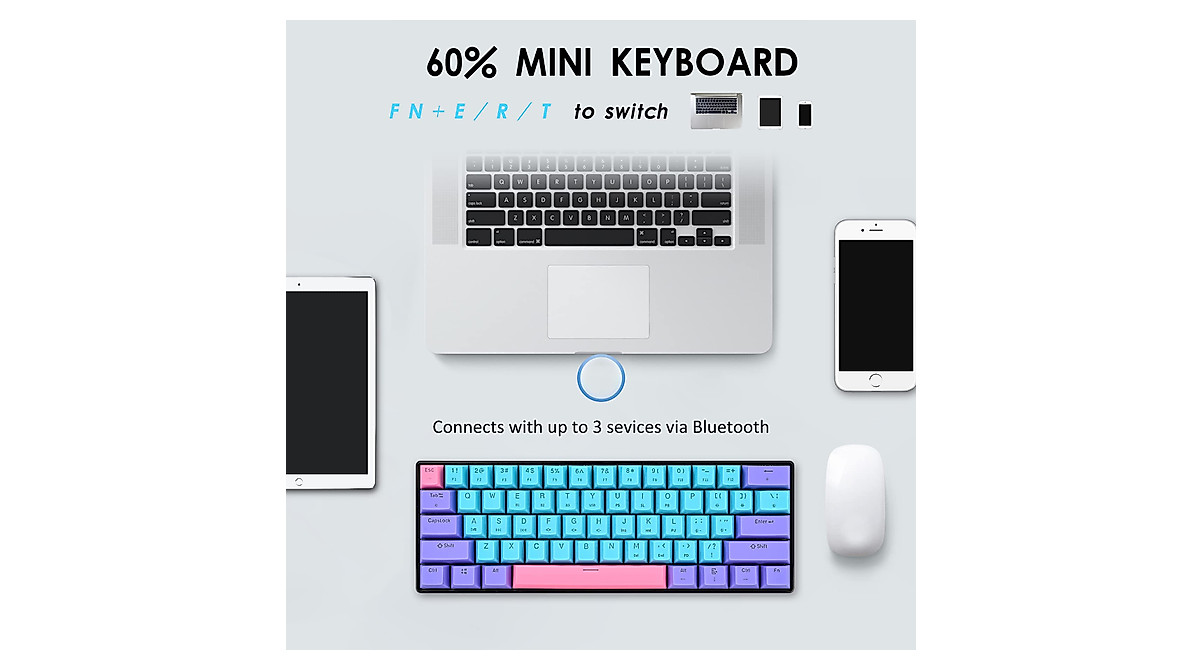 Surmen 60% Wireless Mechanical Gaming Keyboard RGB Hot-Swappable