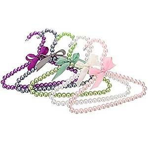 balacoo 5pcs Dog Cat Pet Clothes Hanger Pearl Beads Metal Elegant Clothes Hangers Dress Coat Hangers Closet Coat Dry Rack Storage Organizer for Children 20CM